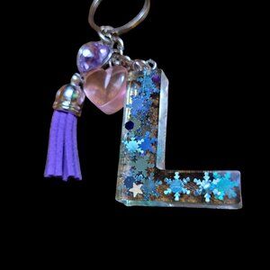 Handmade | Accessories | Alphabet Personalized Sequin Sparkle Resin Key ...